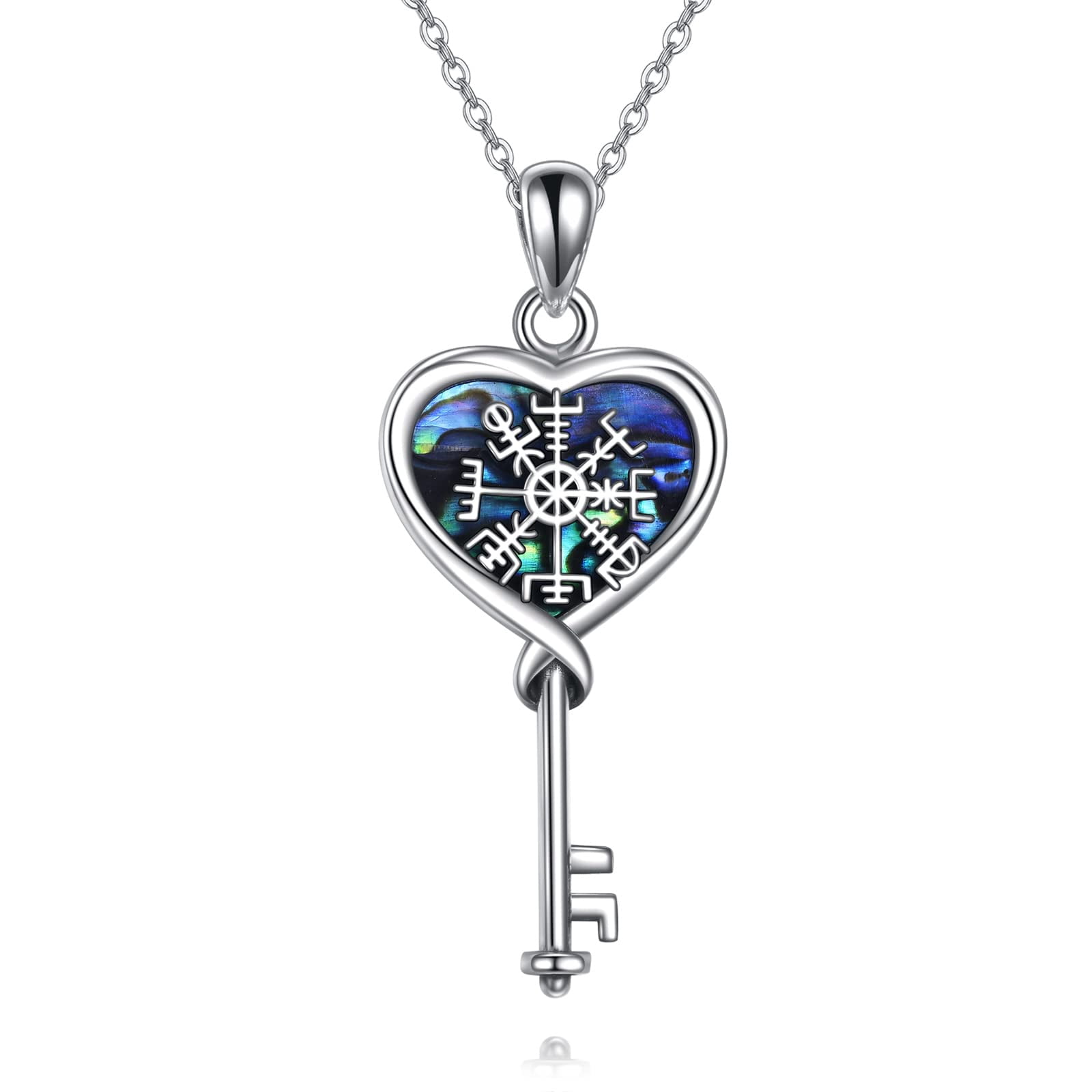 ONEFINITY Viking Compass Necklace Sterling Silver Heart Key Compass ...