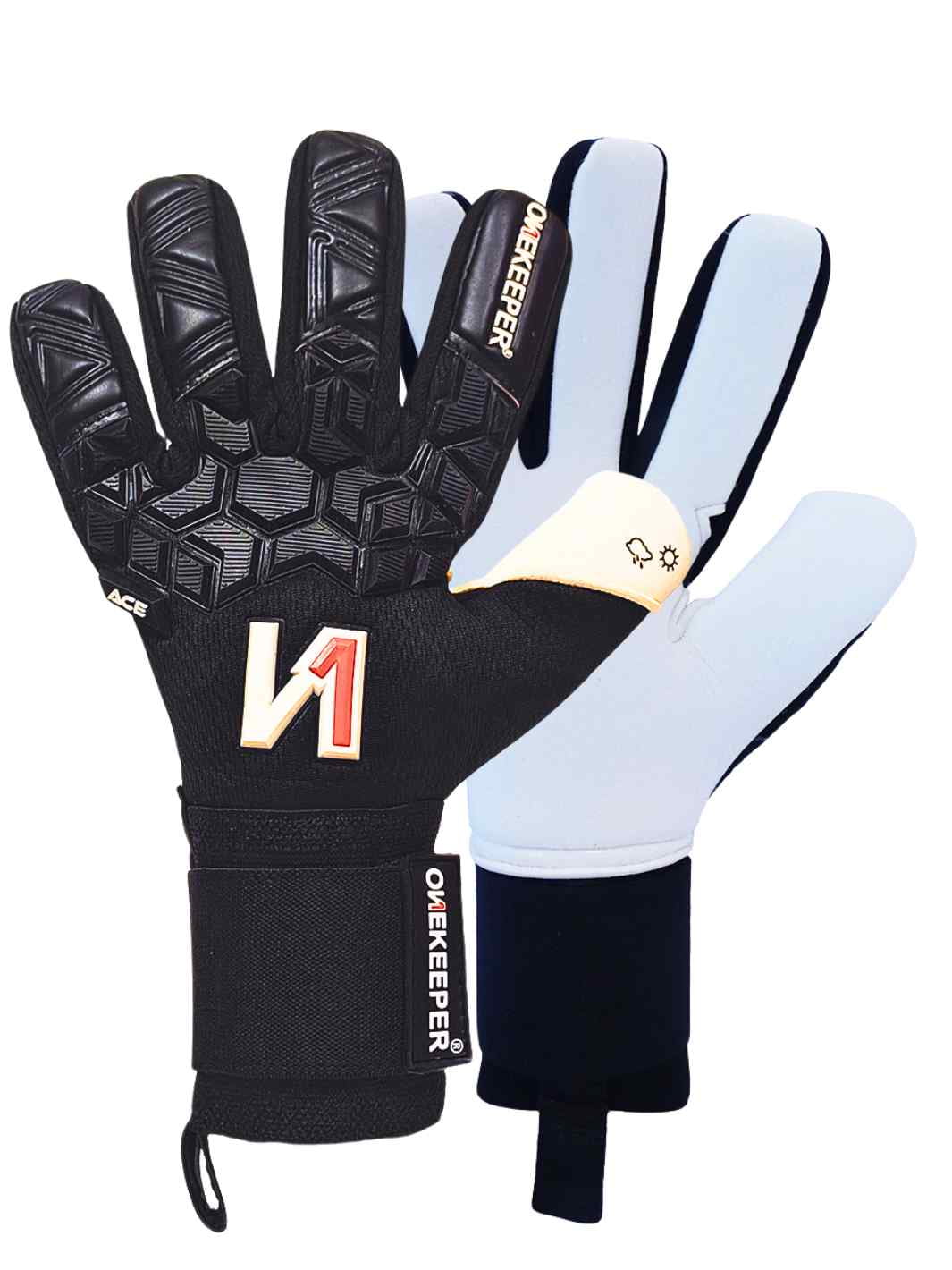 ONEKEEPER ACE Black and White - Negative Cut Pro-Level Goalkeeper ...