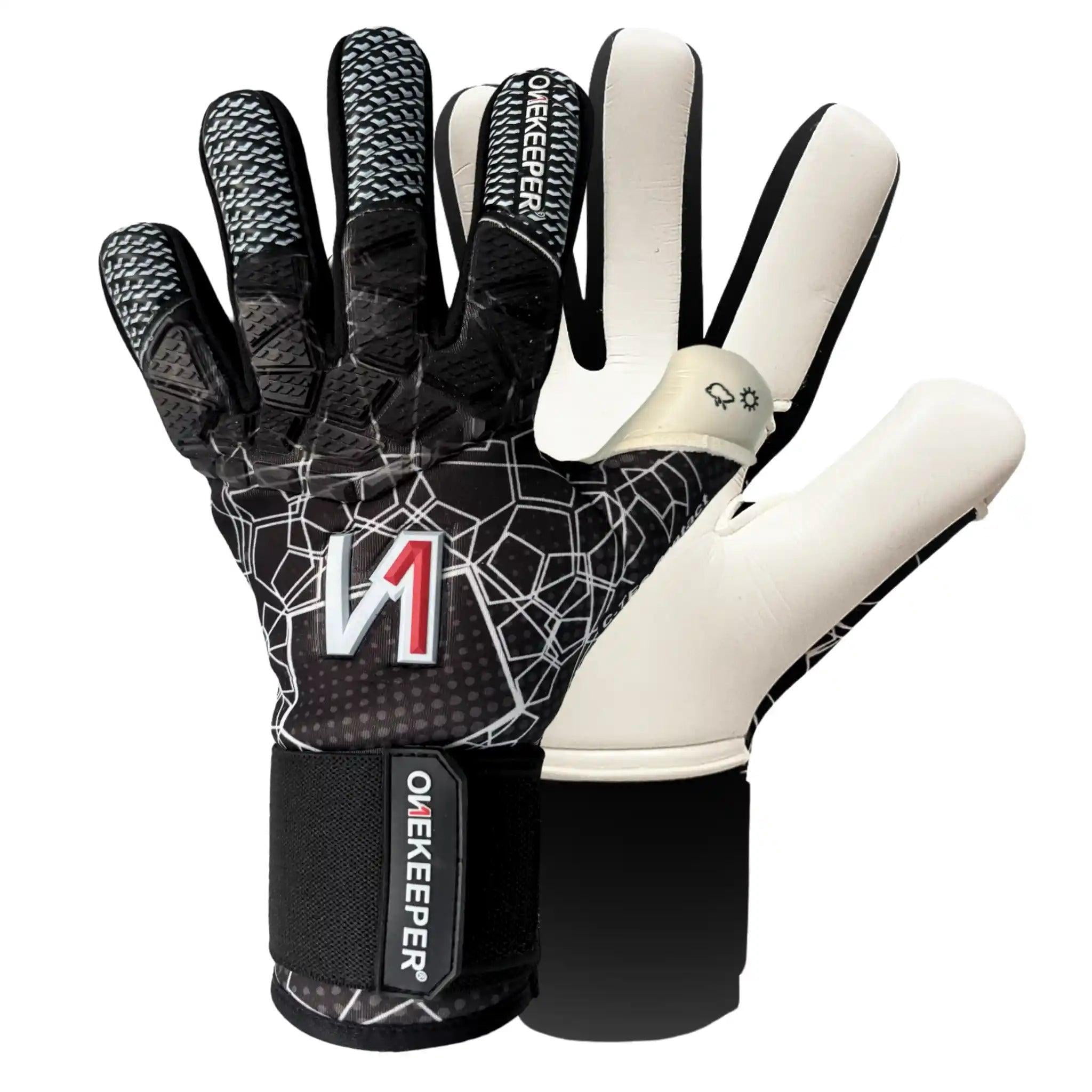 ONEKEEPER C-TEC Black and White Goalkeeper Gloves – No Finger Spines ...