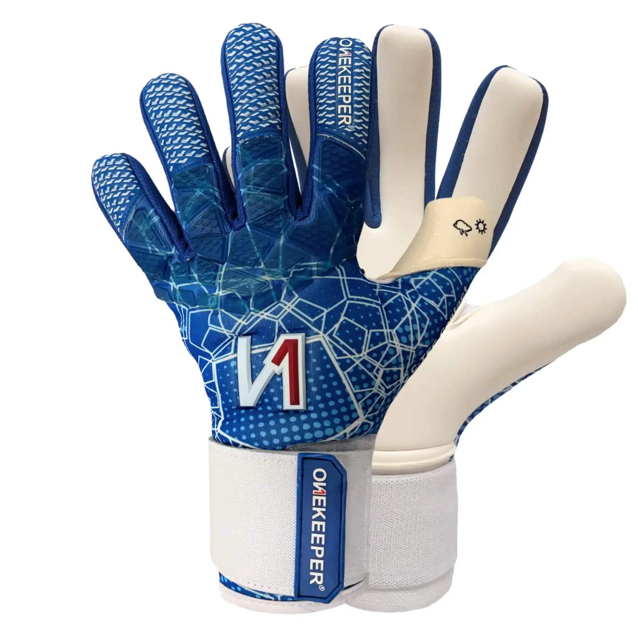 ONEKEEPER C-TEC Blue and White Goalkeeper Gloves – No Finger Spines ...