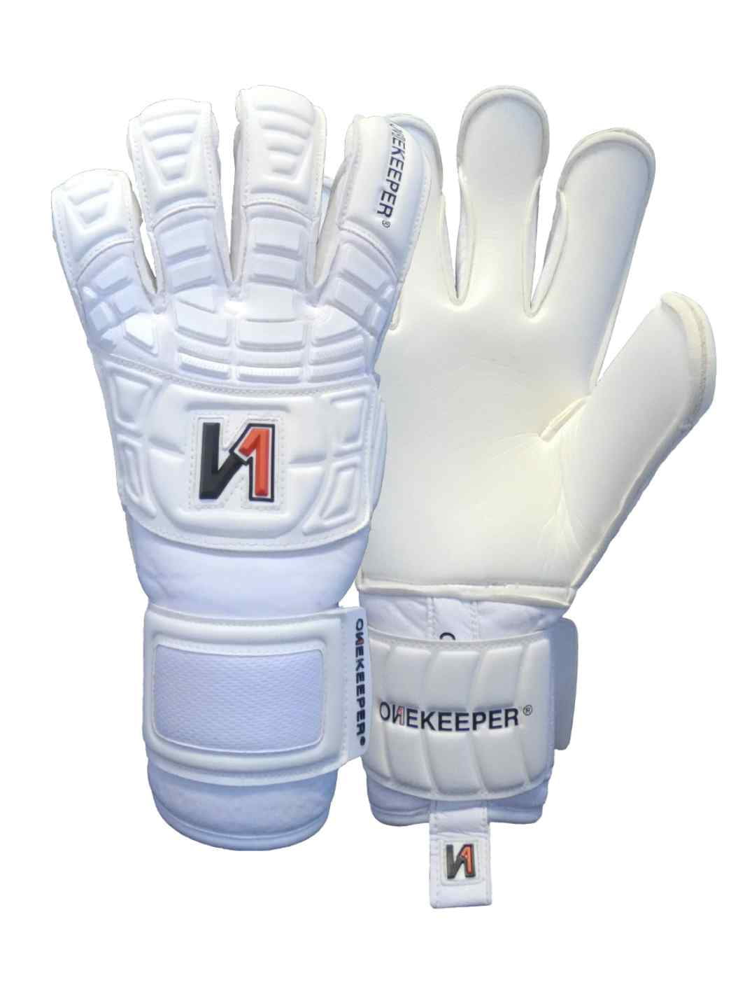 ONEKEEPER SOLID White - All White Hybrid Cut Pro-Level Goalkeeper ...