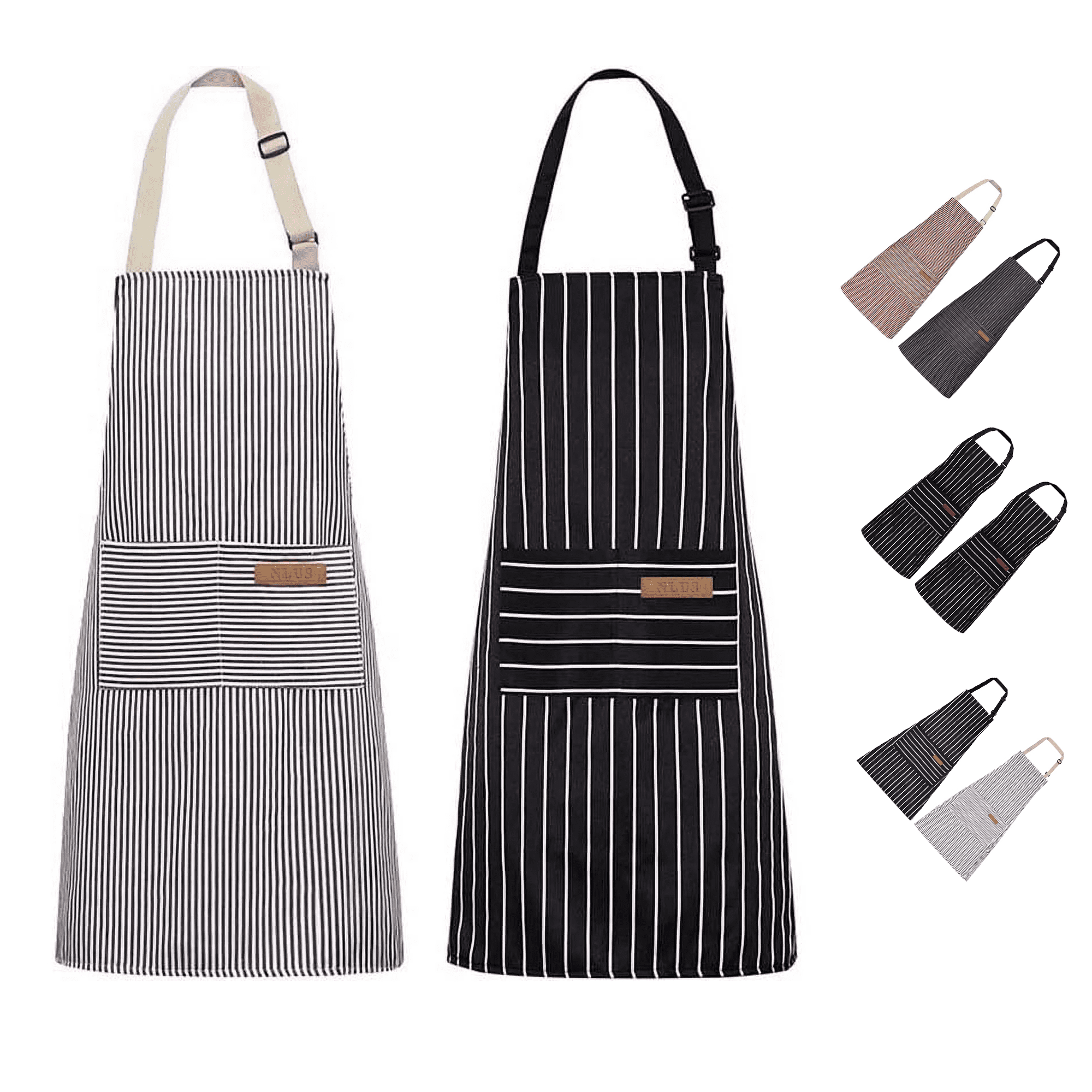 ONEKISS 2 Pack Kitchen Cooking Aprons, Adjustable Bib Soft Chef Apron ...
