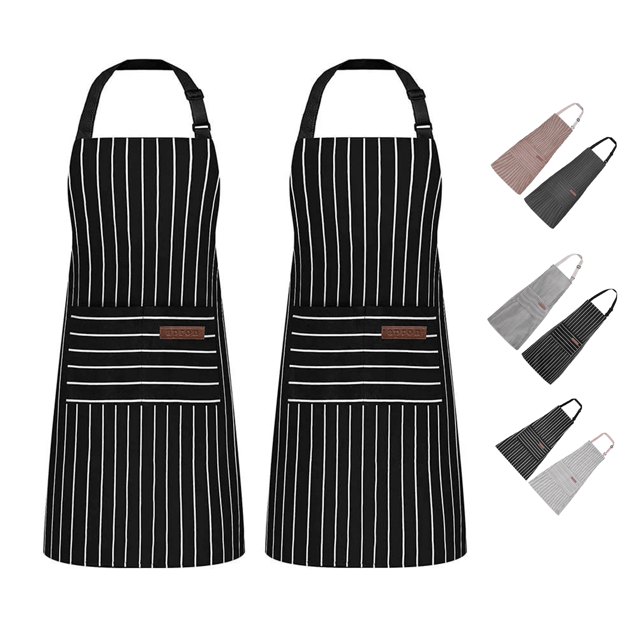 ONEKISS 2 Pack Kitchen Cooking Aprons, Adjustable Bib Soft Chef Apron ...