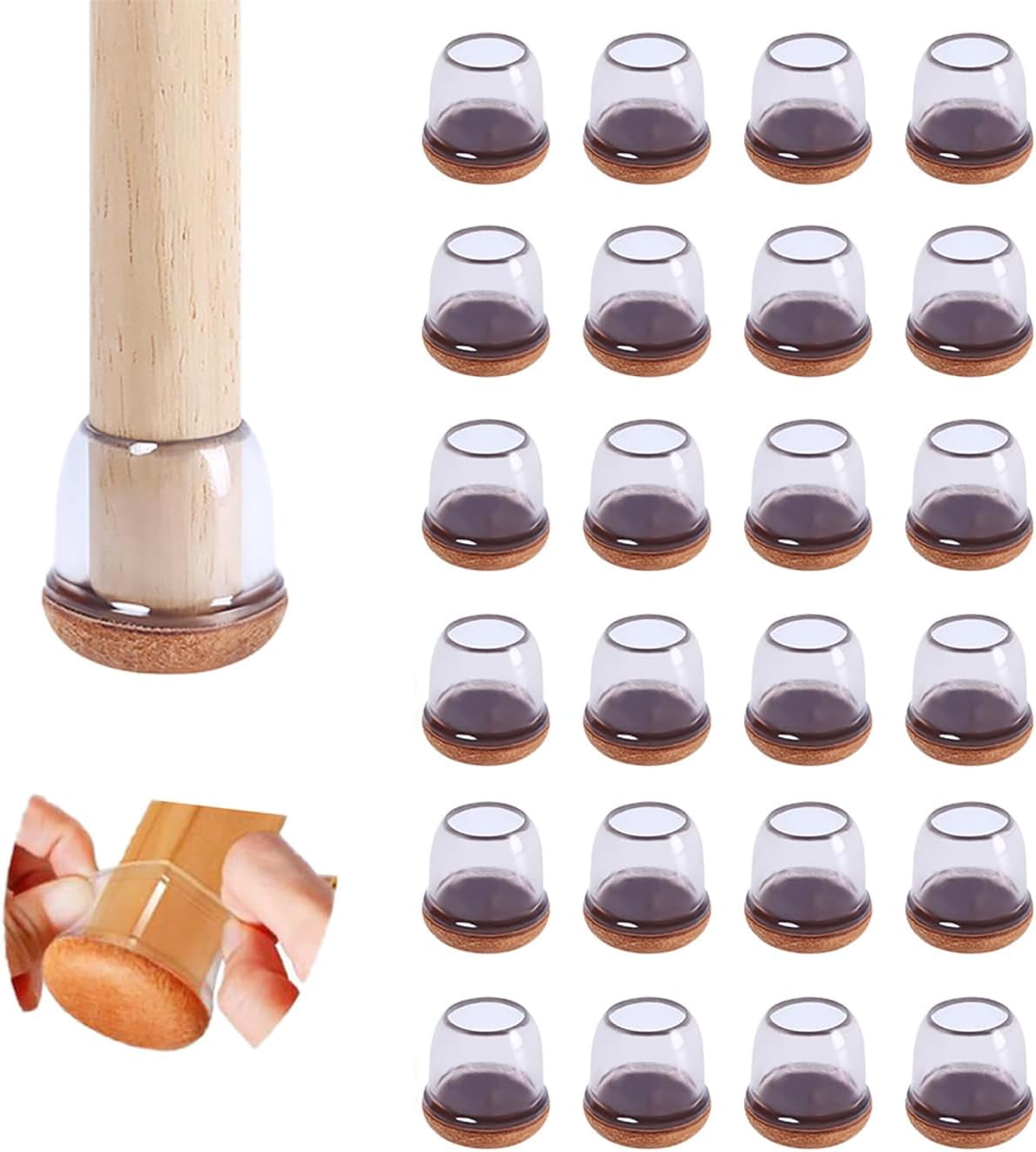ONEON 24 Pack Chair Leg Floor Protector,Rubber Furniture Sliders,Chair ...