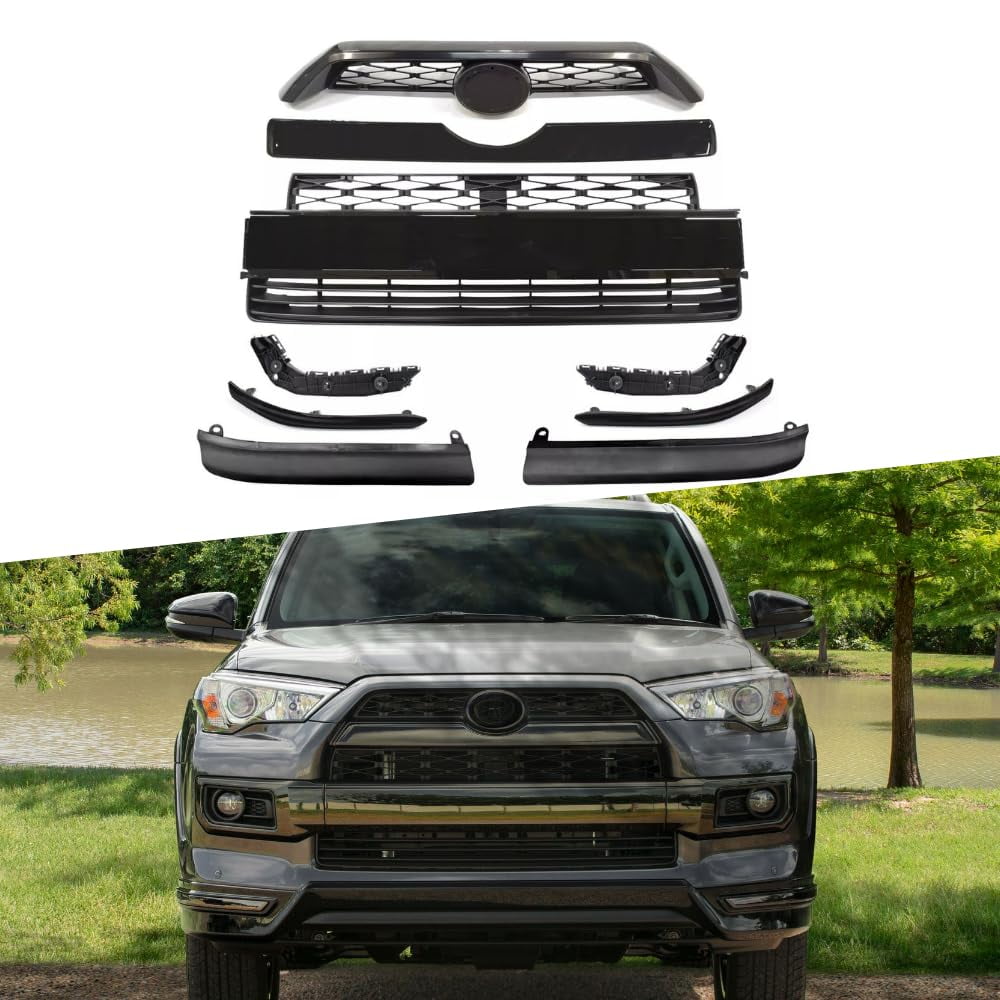 ONEPI Black Front Bumper Grill Assembly Trim Kit for Toyota 4Runner Limited 2014-2019 Models ...