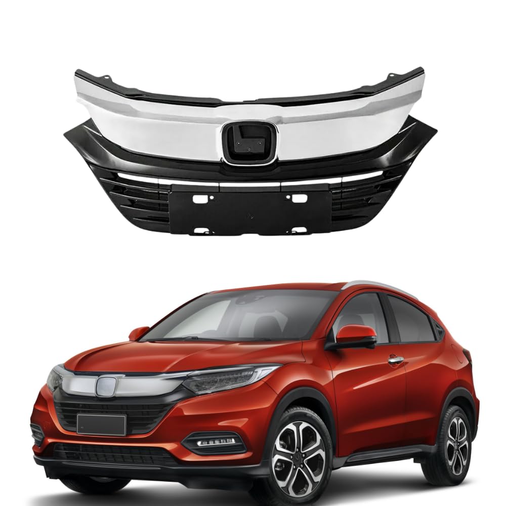 ONEPI Black W/ Chrome Trim Front Grill Compatible with Honda HRV 2019 ...