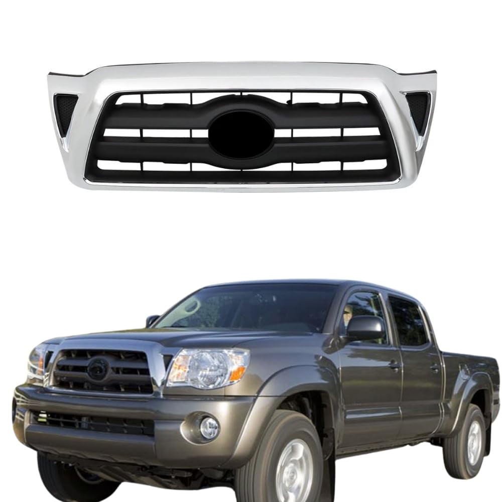 ONEPI Front Grill Chrome W/Black Insert Compatible with Toyota Tacoma ...