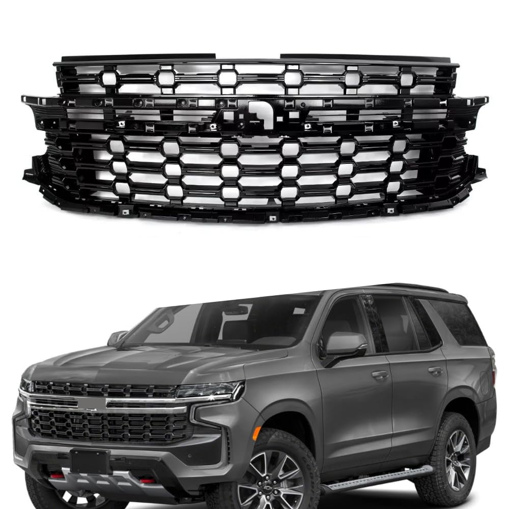 ONEPI Front Grill Gloss Black Honeycomb Compatible with Chevy Tahoe LS ...