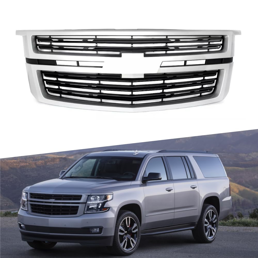 ONEPI Front Grill LTZ Style Silver Ice W/Black Insert Compatible with ...