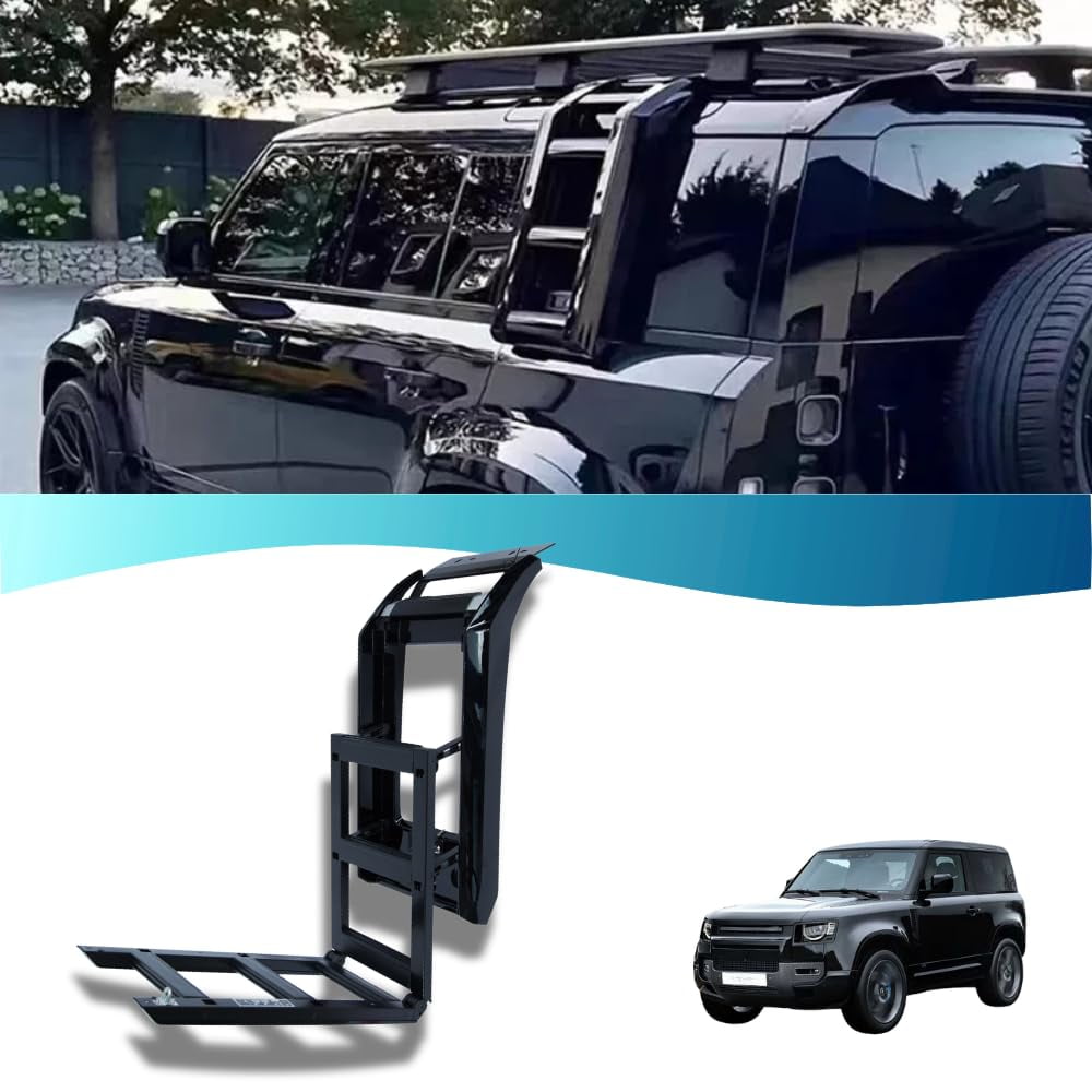 ONEPI Gloss Black Folding Side Ladder Compatible with Land Rover ...
