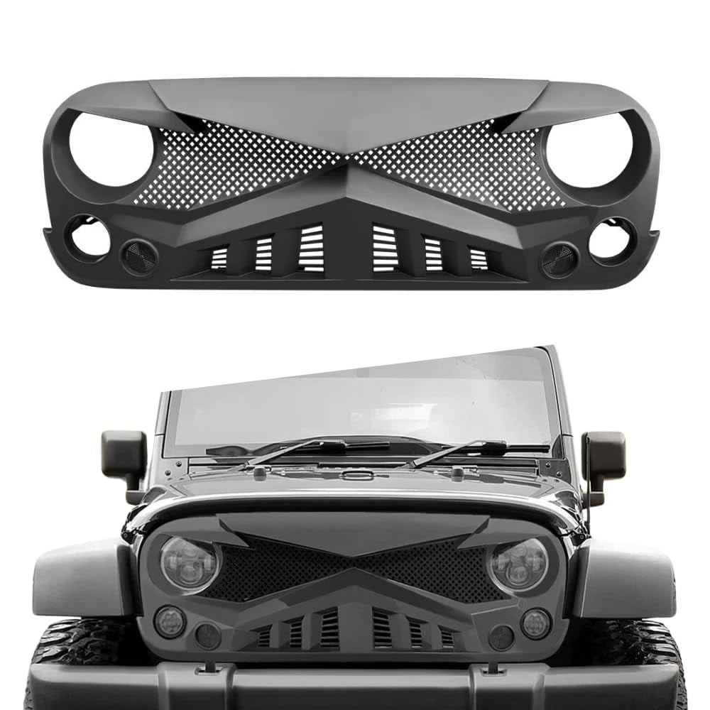 ONEPI Matte Black Front Alien Grill Compatible with Jeep Wrangler JK ...
