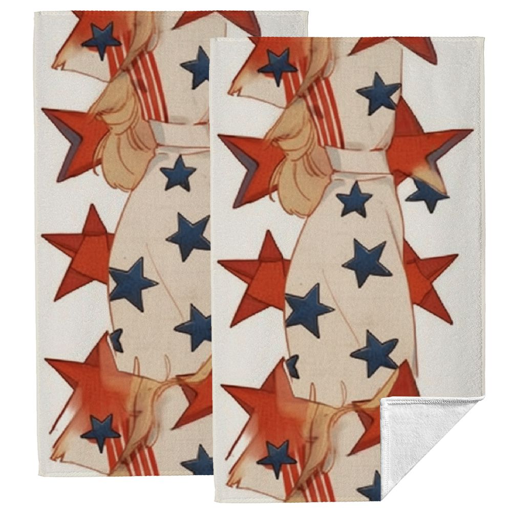 FUMJ 2 Pcs 4th of July Patriotic Hand Towel Independence Day Red Blue ...