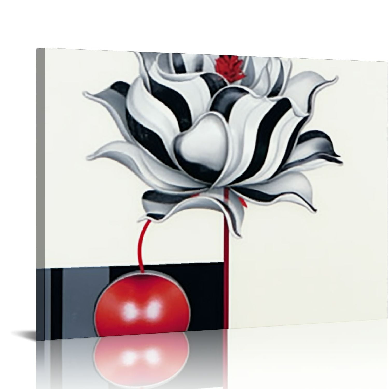 ONETECH 3 Pieces Abstract Red Flower Canvas Wall Art Still Life Canvas ...