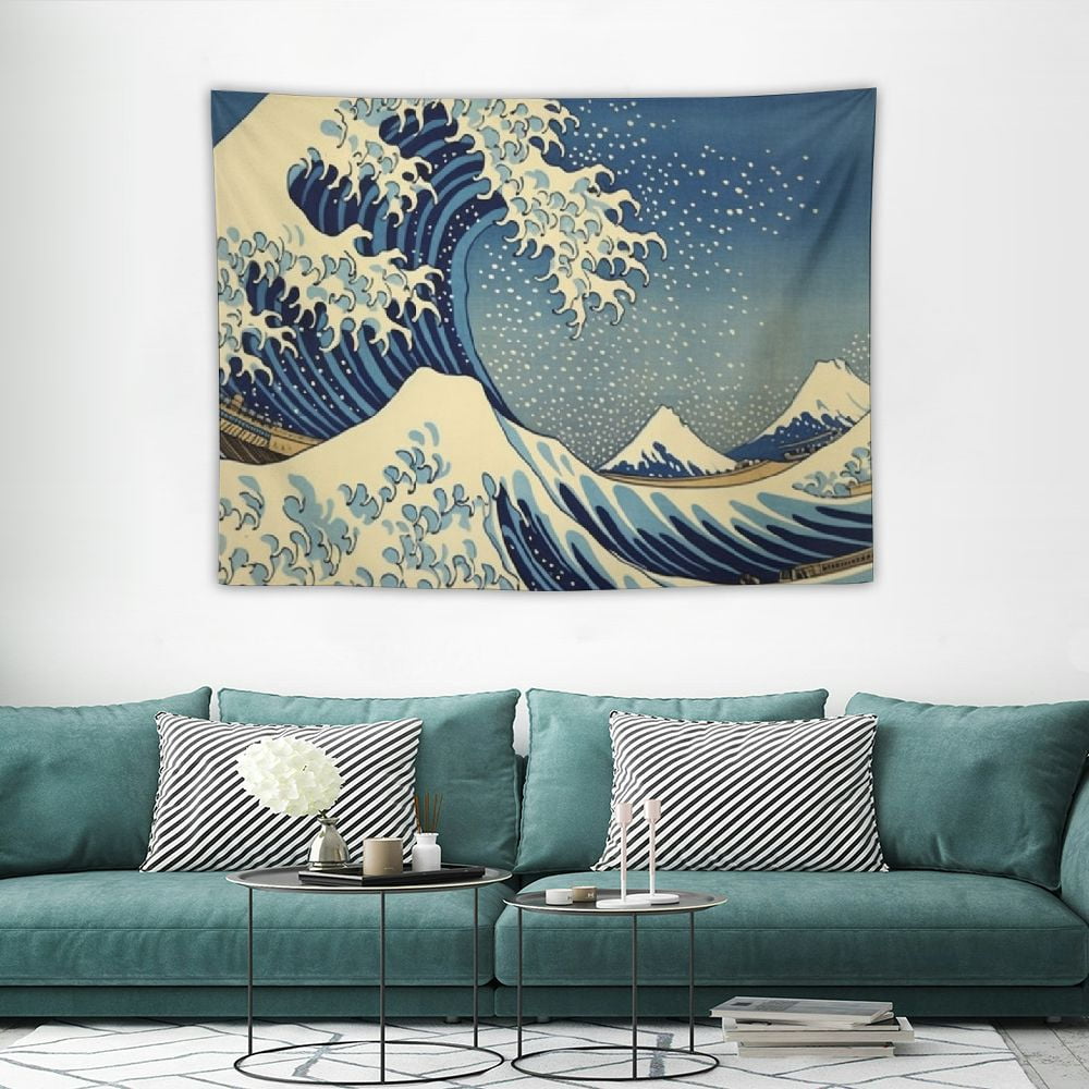 ONETECH 40x30 Inches Great Wave Tapestry Japanese Ocean Boat Wave Mount ...