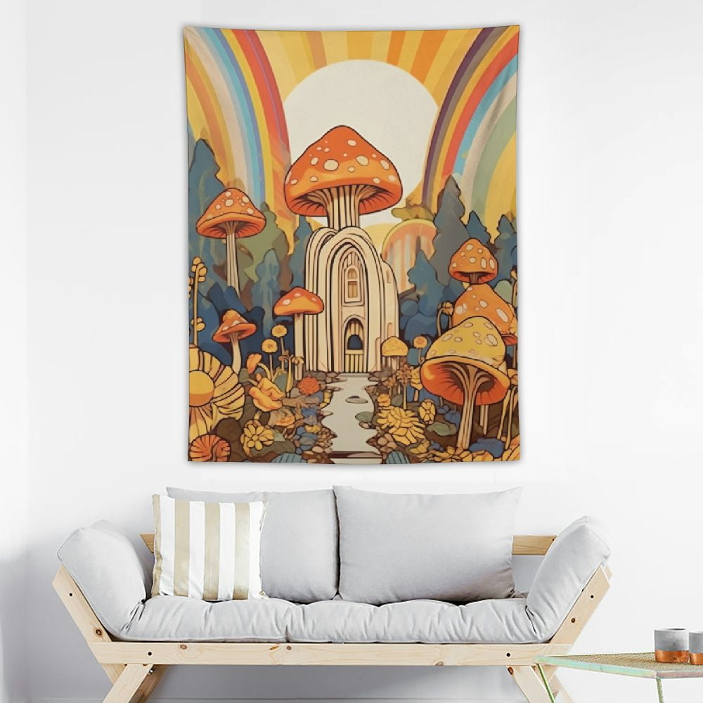 ONETECH 70s Vintage Sun Rainbow Tapestry Vintage Retro Mushroom Boho ...