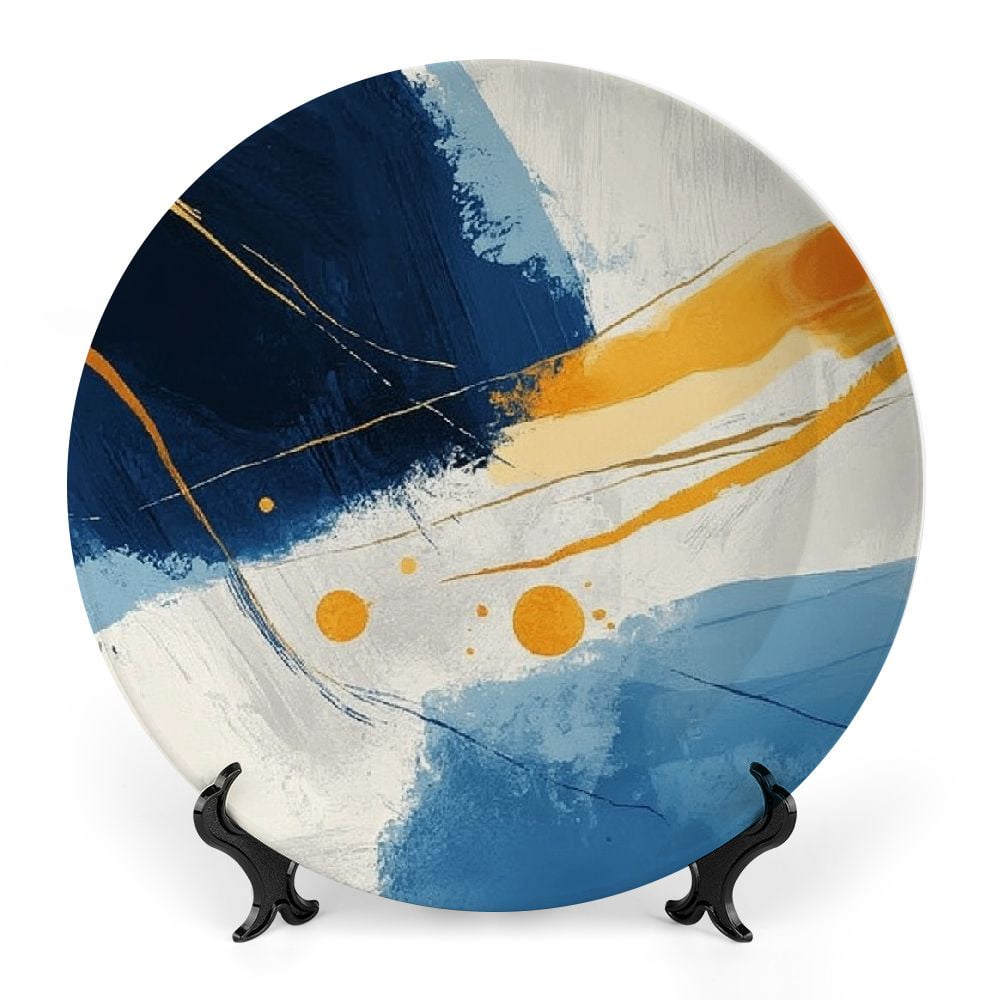 ONETECH Abstract Brush Strokes Bone China Decorative Plate for Home ...