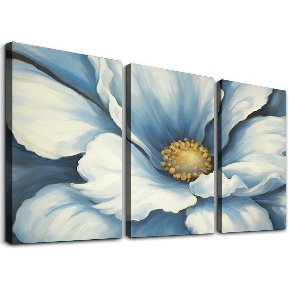 ONETECH Abstract Flower Canvas Wall Art: Floral Blooms Artwork Hand ...