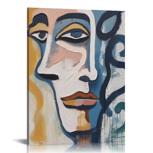 ONETECH Abstract Girl Face Canvas Wall Art Boho Canvas Painting 16\x20 ...