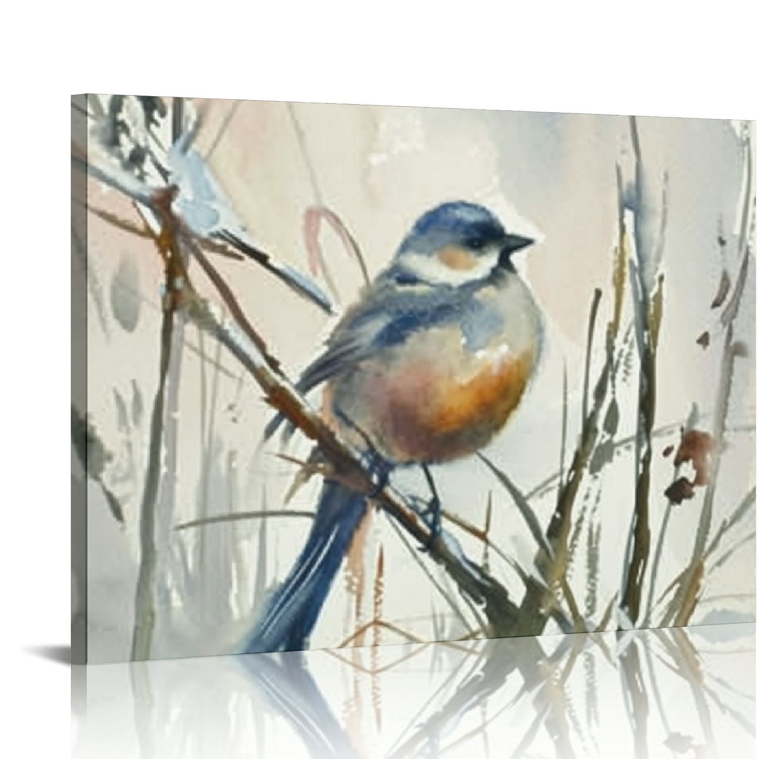 ONETECH Abstract Picture Bird Wall Art: Animal Birds on Reed Watercolor ...