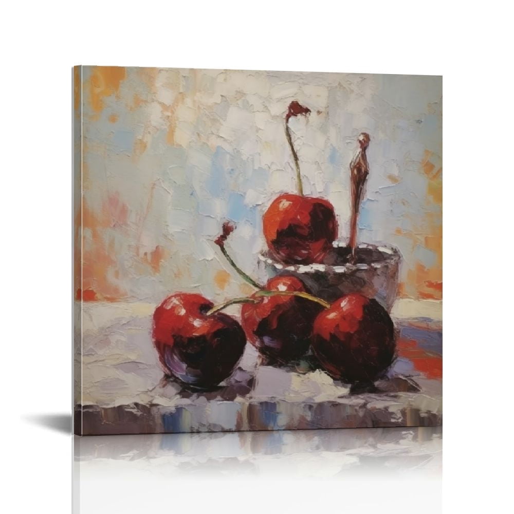 ONETECH Abstract Vintage Cherry Fruit Wall Art Red Fruit Health Food ...