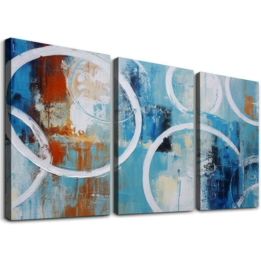 ONETECH Abstract Wall Art Geometric Canvas Circle Block Painting Modern ...