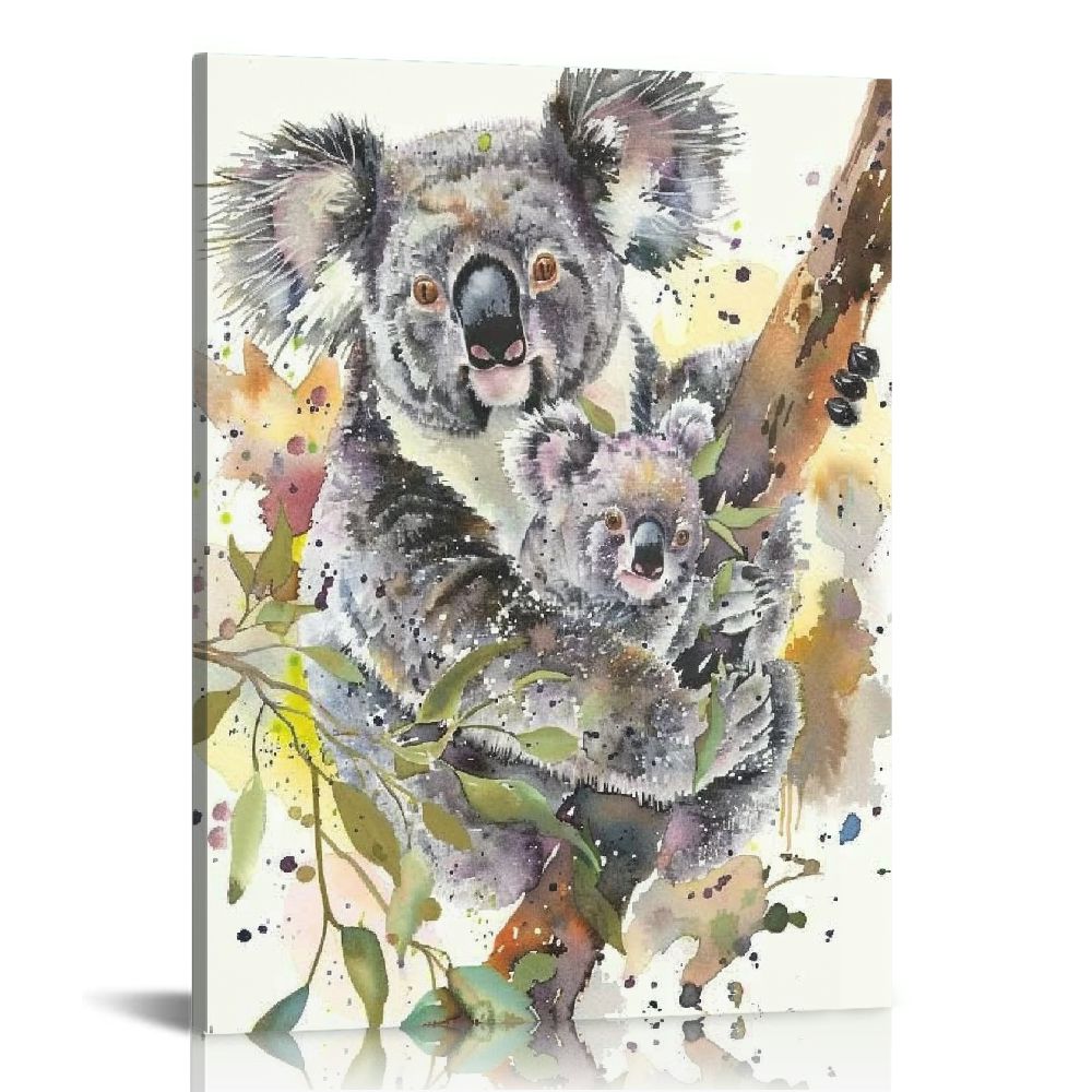 ONETECH Abstract Watercolor Koala Canvas Wall Art Koala Bear Wall Décor ...