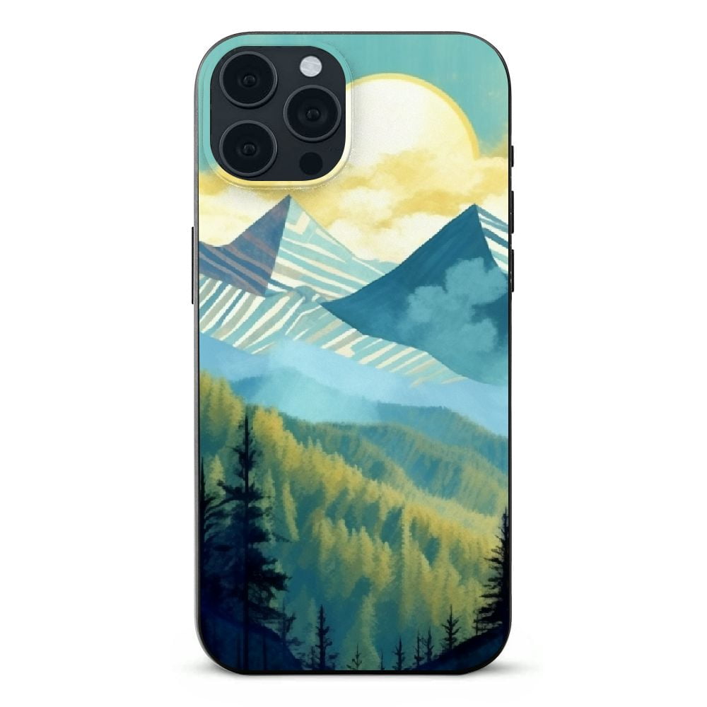 ONETECH Aesthetic Blue Forest Mountain Sunrise Case Compatible with iPhone 14, Minimalist ...