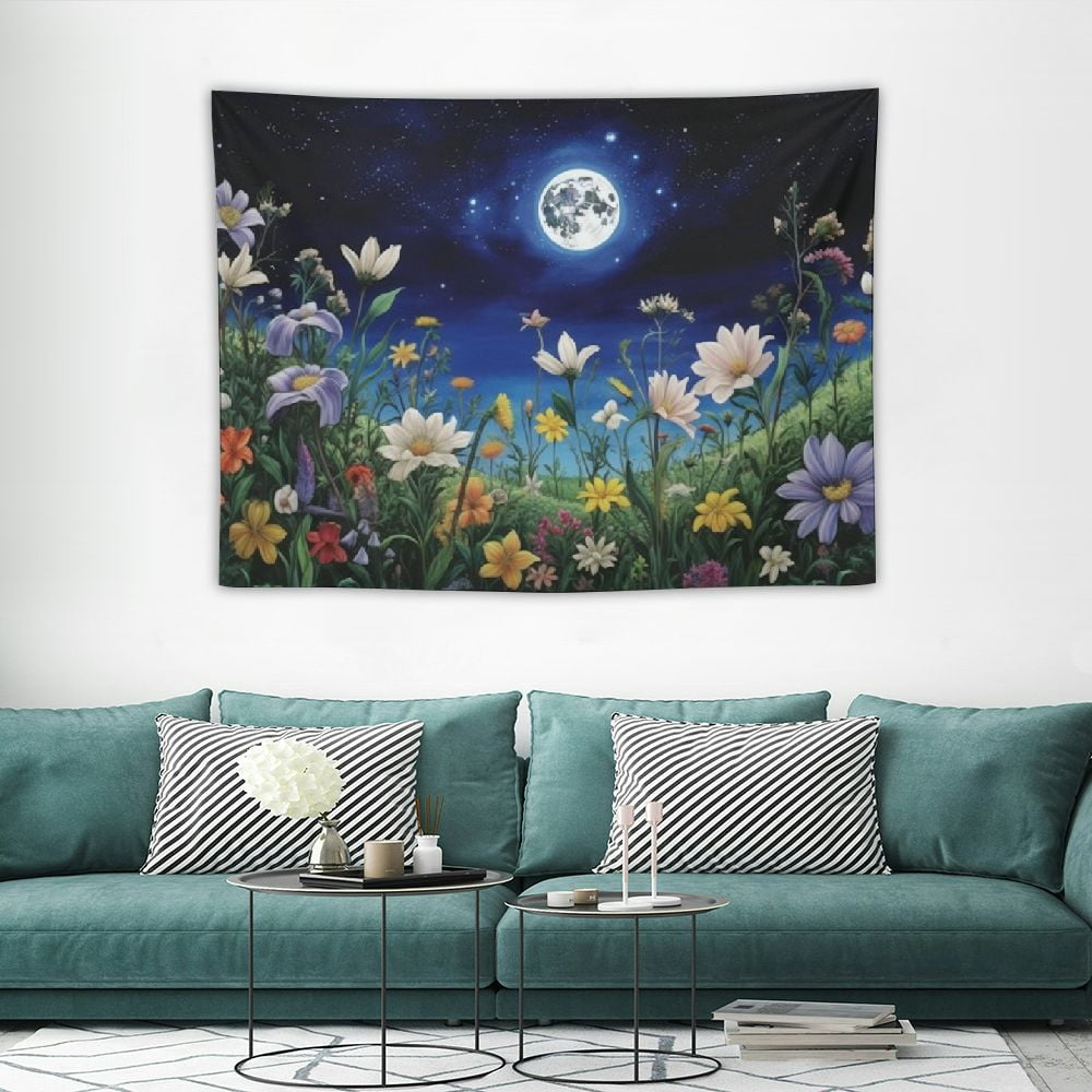 ONETECH Aesthetic Moon Garden Tapestry Wall Hanging, Night Landscape ...