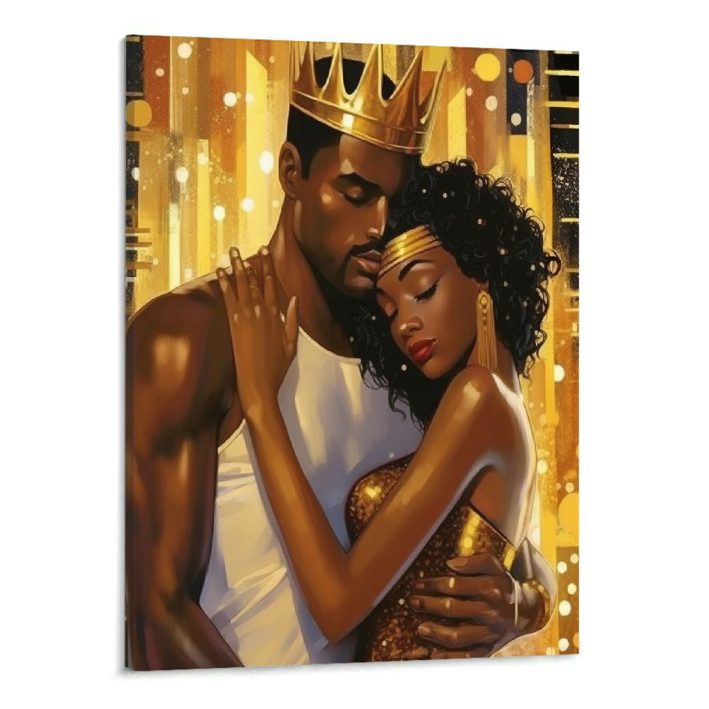 ONETECH African American King and Queen Crowns 16x20 Framed Painting Canvas Art Prints - Walmart.com
