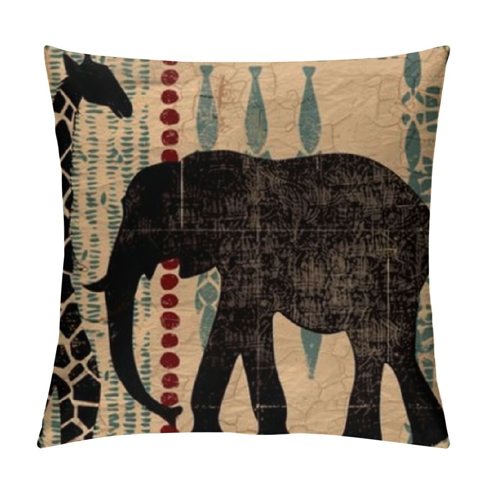 FUMJ African Animals Pillow Covers Elephant Pattern & Leopard Pattern ...
