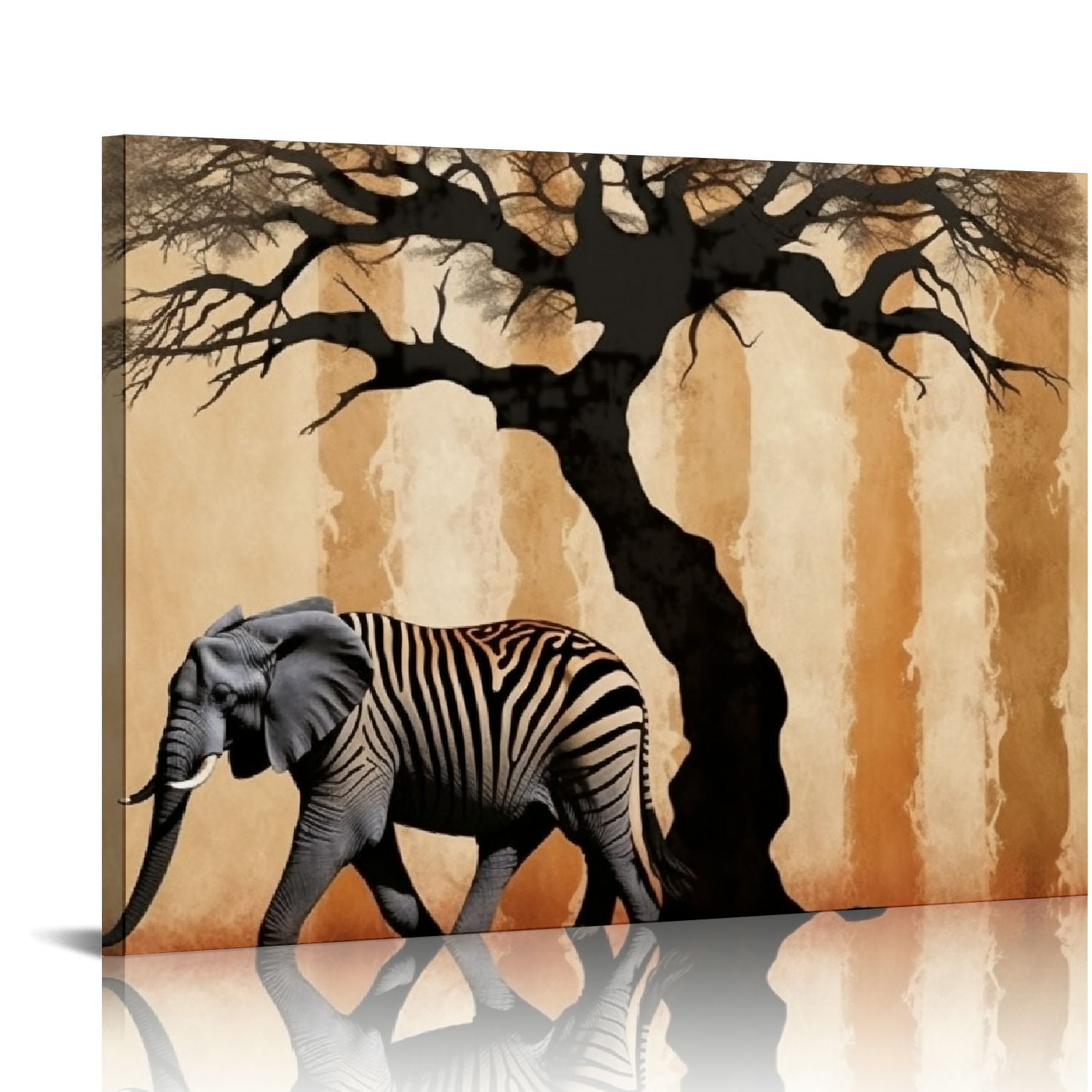 ONETECH African Animals Wall Art Canvas Prints Giraffe Zebra Elephant ...
