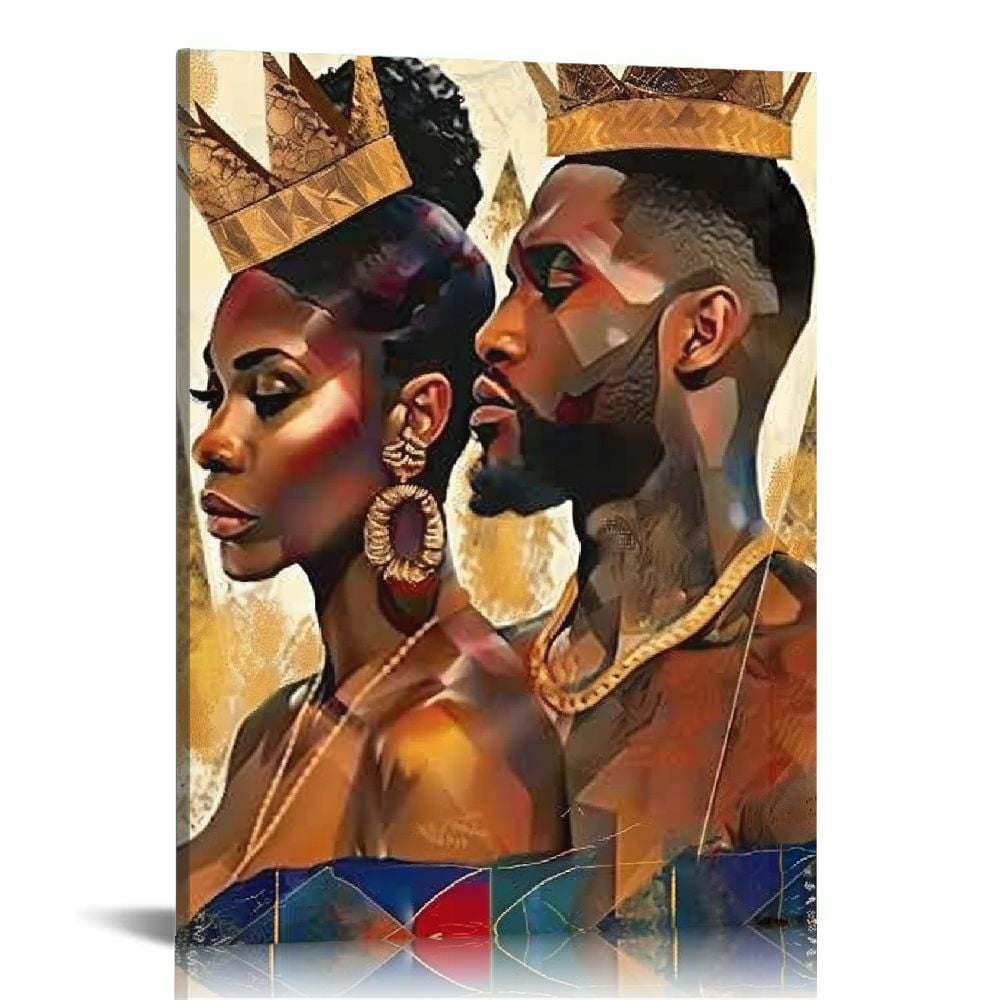ONETECH African King And Queen Wall Art King And Queen Wall Decor African American Couple Wall ...
