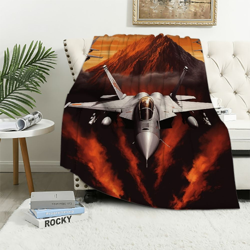 FUMJ Airplane Blanket for Kids, Cool Plane Aircraft Helicopter Fighter ...