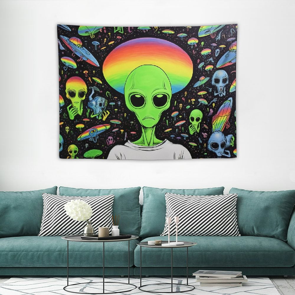 ONETECH Alien Cool Tapestries Black and White Doodle Tapestry Magical ...