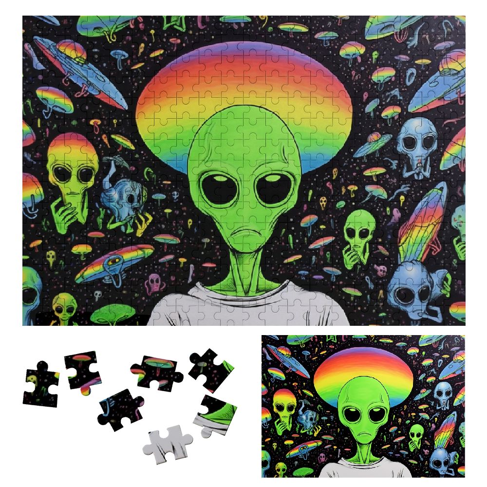 ONETECH Alien Crowd Symbols Wooden Jigsaw Puzzle for Adults and Kids ...