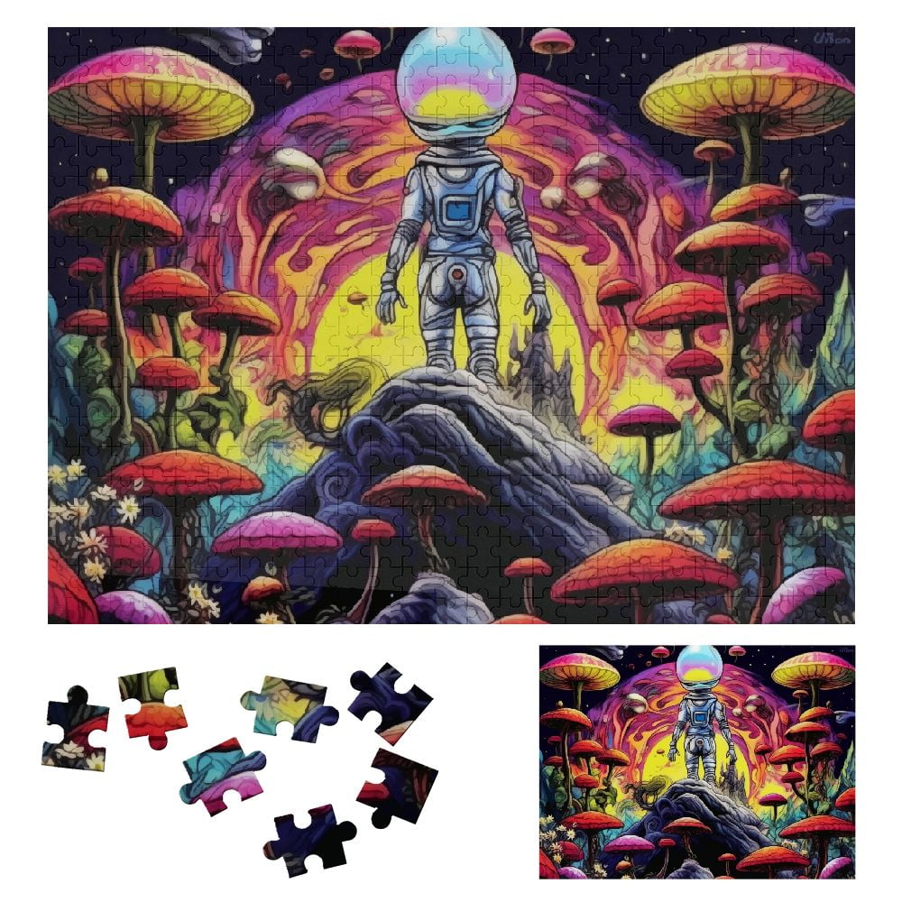 ONETECH Aliens Psychedelic Art Flowers Wooden Jigsaw Puzzle Challenging ...