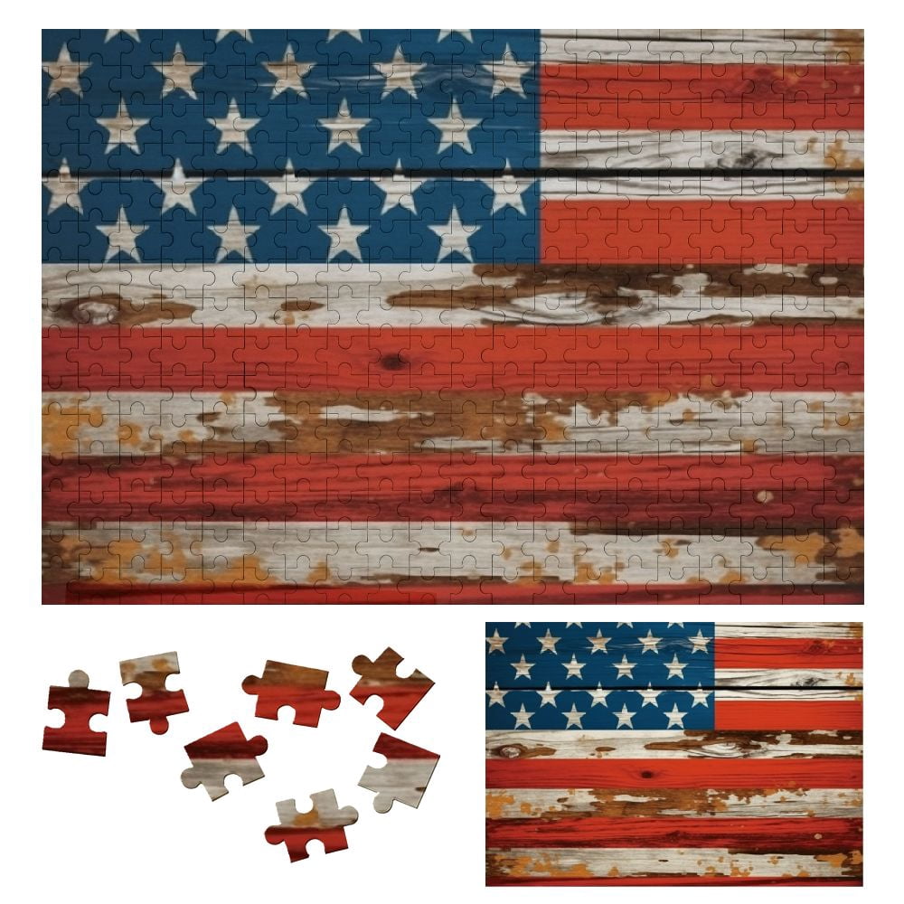 ONETECH American Flag Stars Stripes Wooden Jigsaw Puzzle for Adults and ...