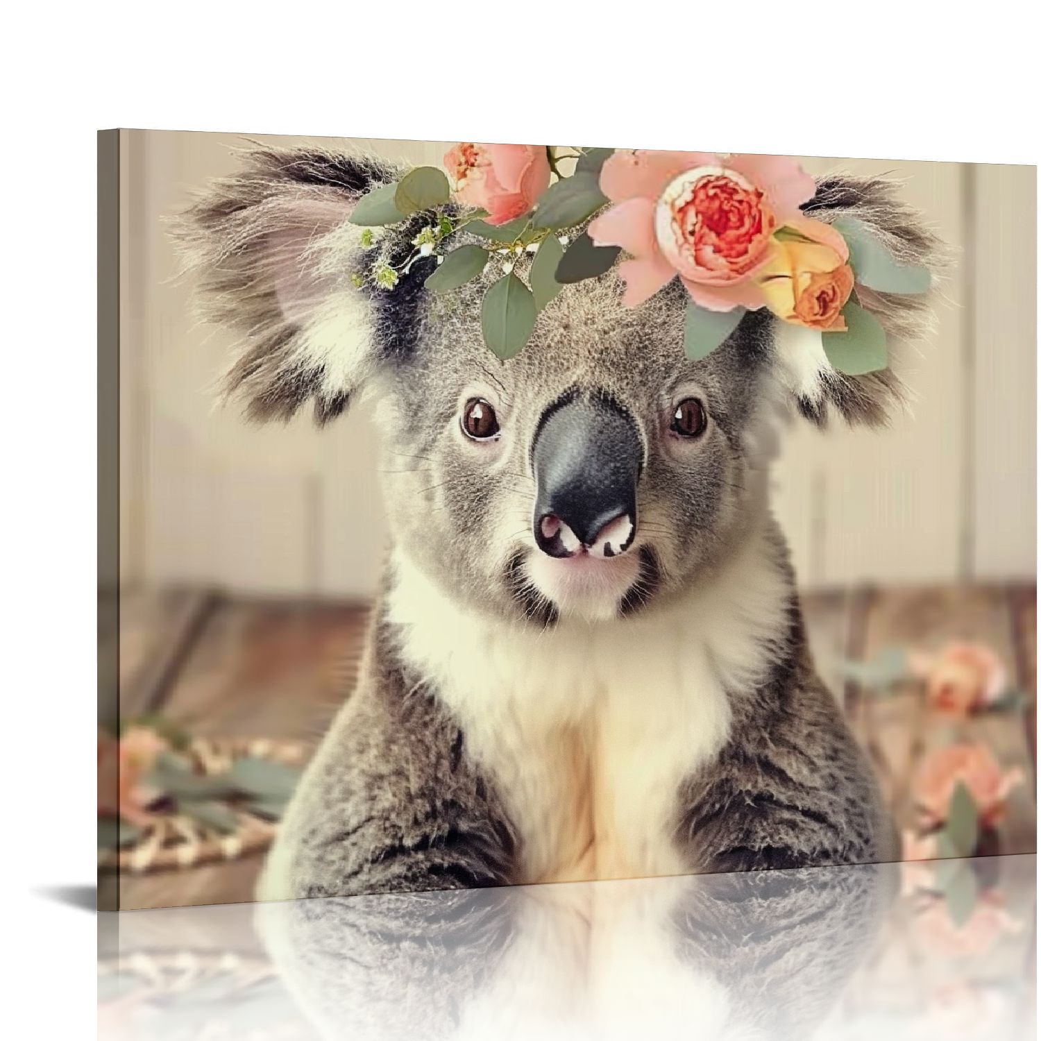 ONETECH Animal Canvas Wall Art for Decor Cute Koala with Garland ...