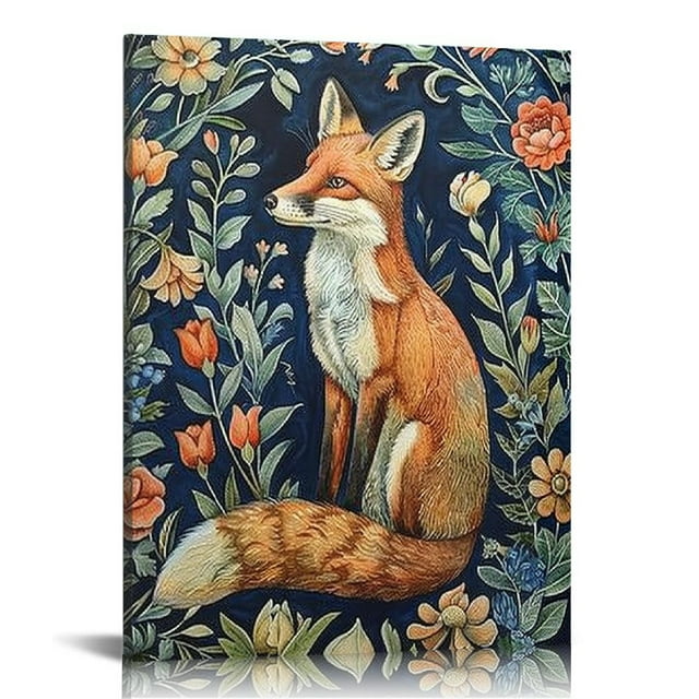 ONETECH Animal Fox Poster Fox Canvas Wall Art Retro Painting Prints for ...
