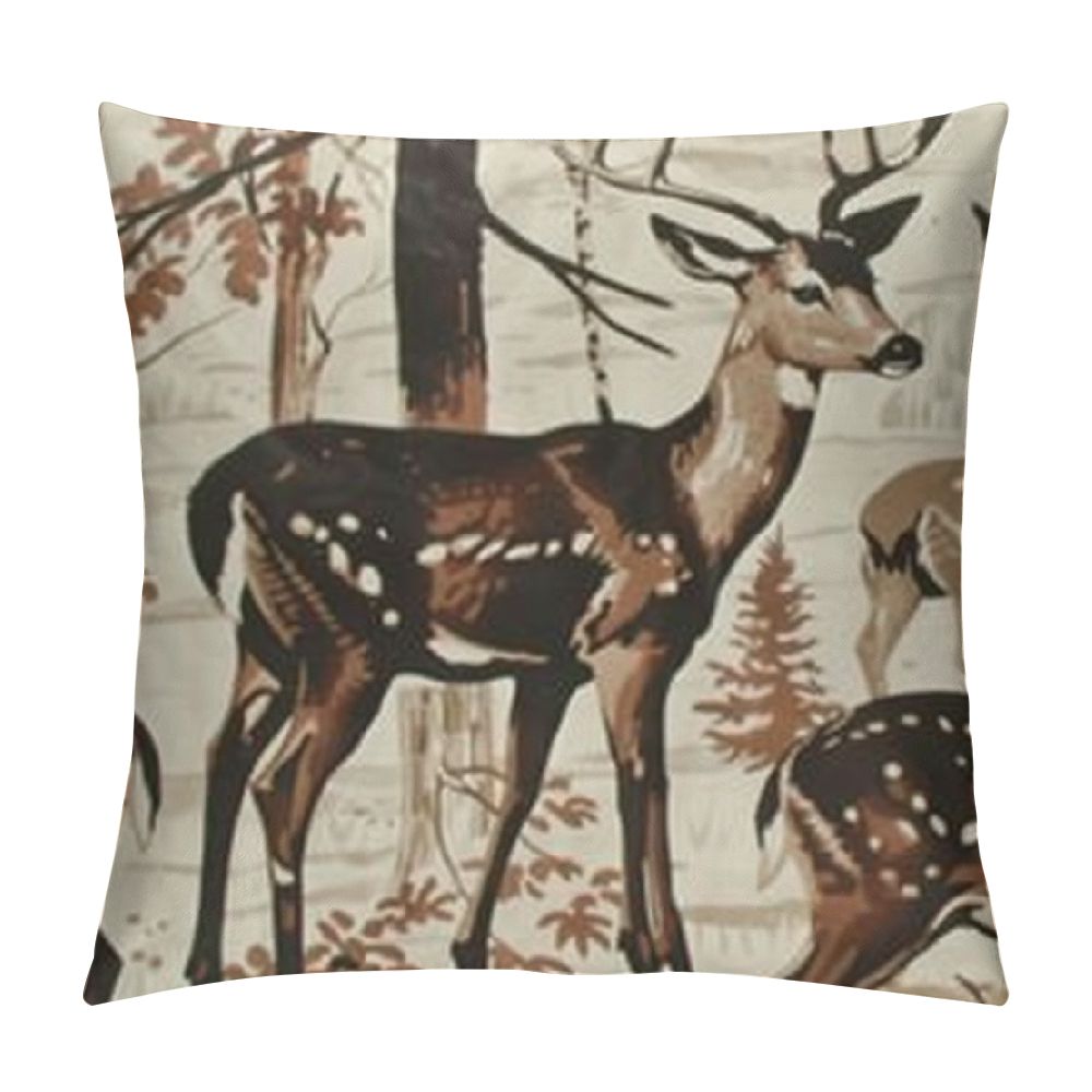 ONETECH Animal Wilderness Bear Deer Throw Pillow Covers Cozy Soft ...