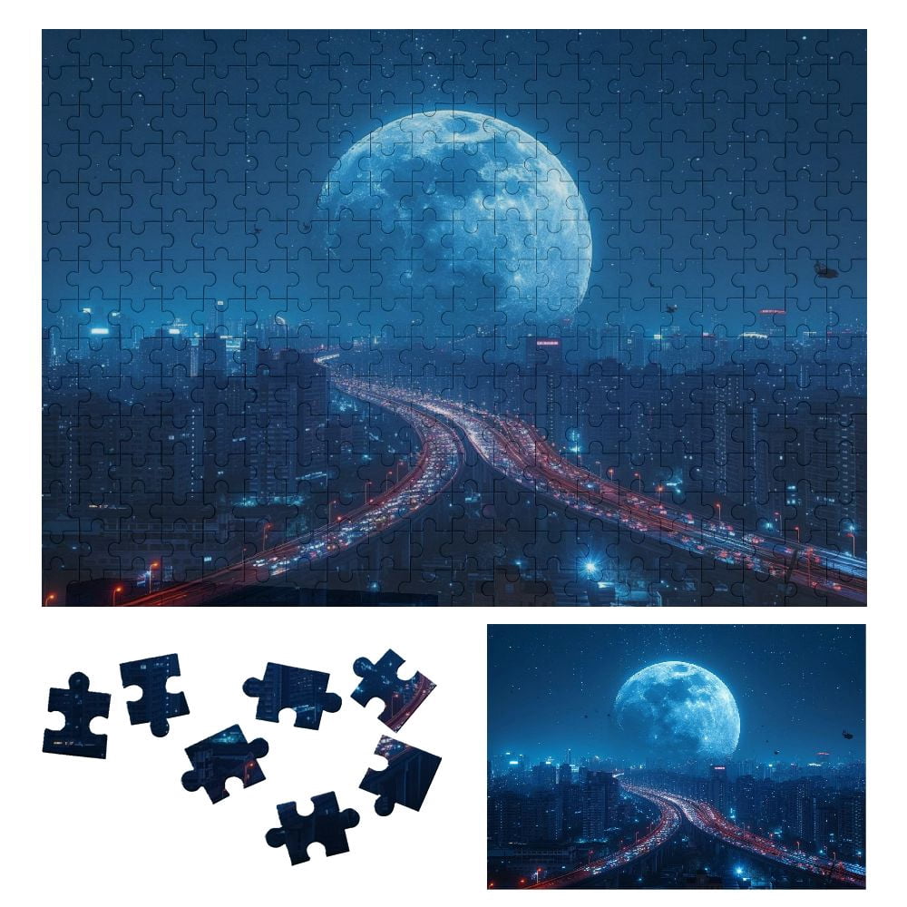 ONETECH Anime Moon City Night Scene Wooden Jigsaw Puzzle for Adults 300 ...