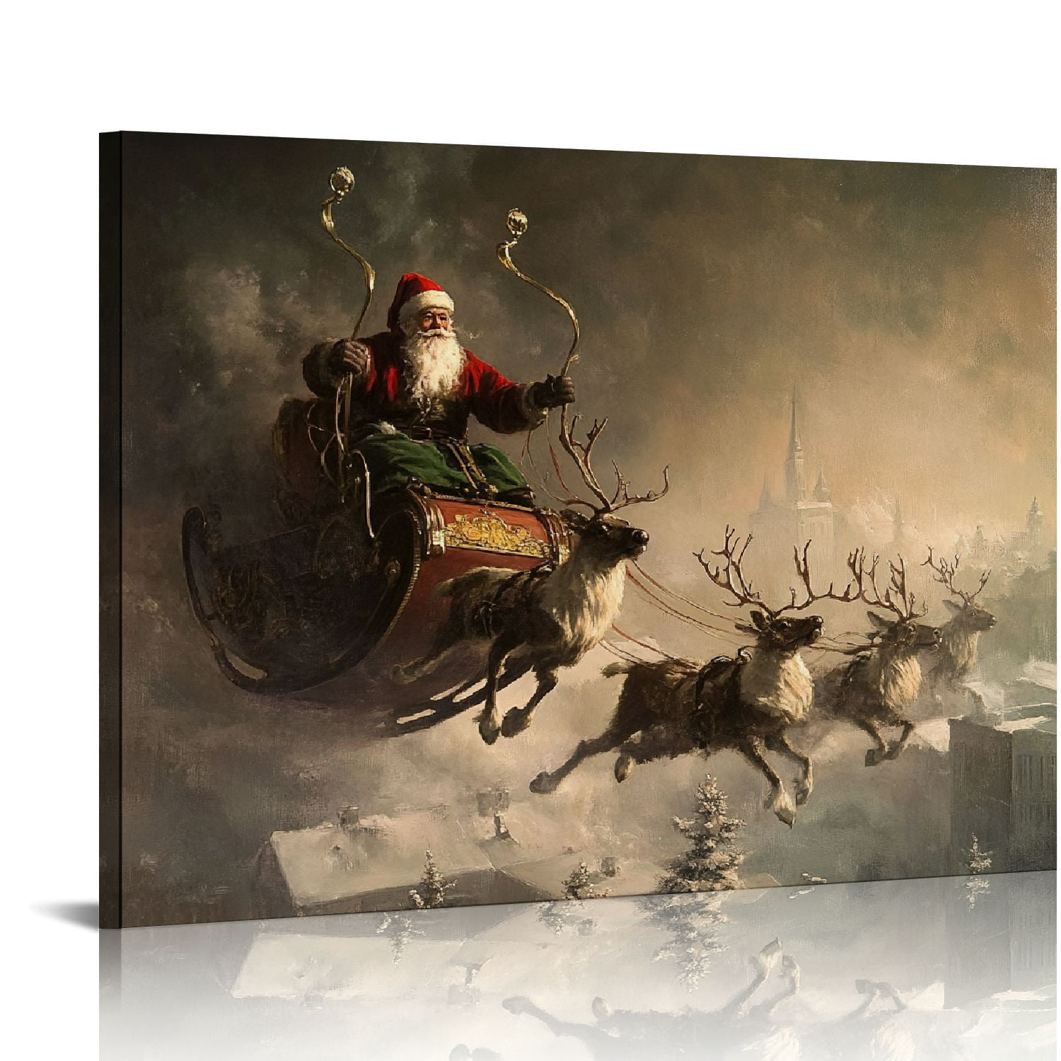 ONETECH AnyDesign Christmas Canvas Wall Art Prints Large Vintage Santa ...