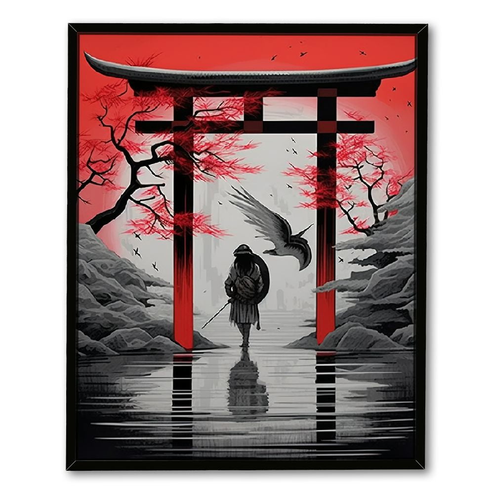 ONETECH Armored Samurai Canvas Wall Art Torii Canvas Painting For Wall ...