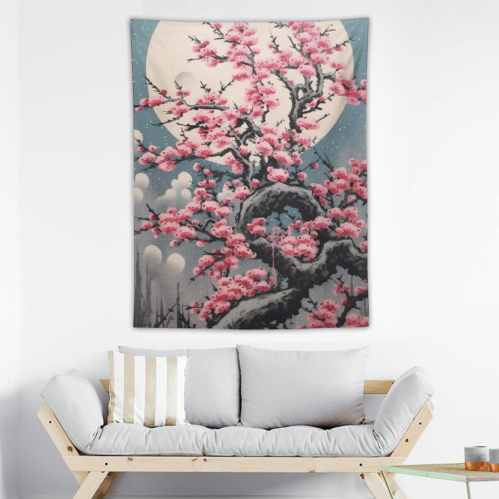 ONETECH Asian Wall Decor Beautiful Silk Scroll Painting Flowers Plum ...