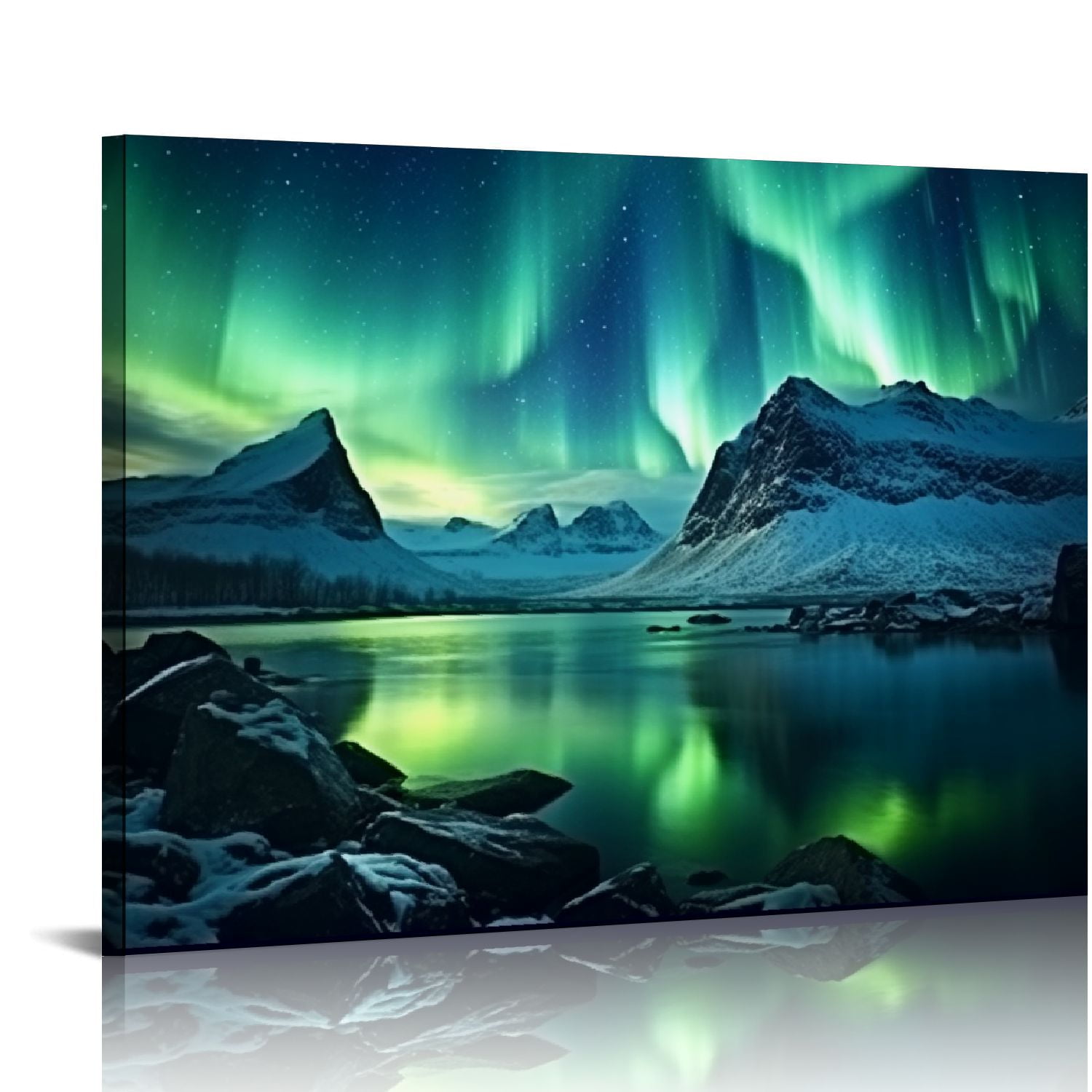 ONETECH Aurora Borealis Wall Decor Green Northern Lights Canvas Wall ...