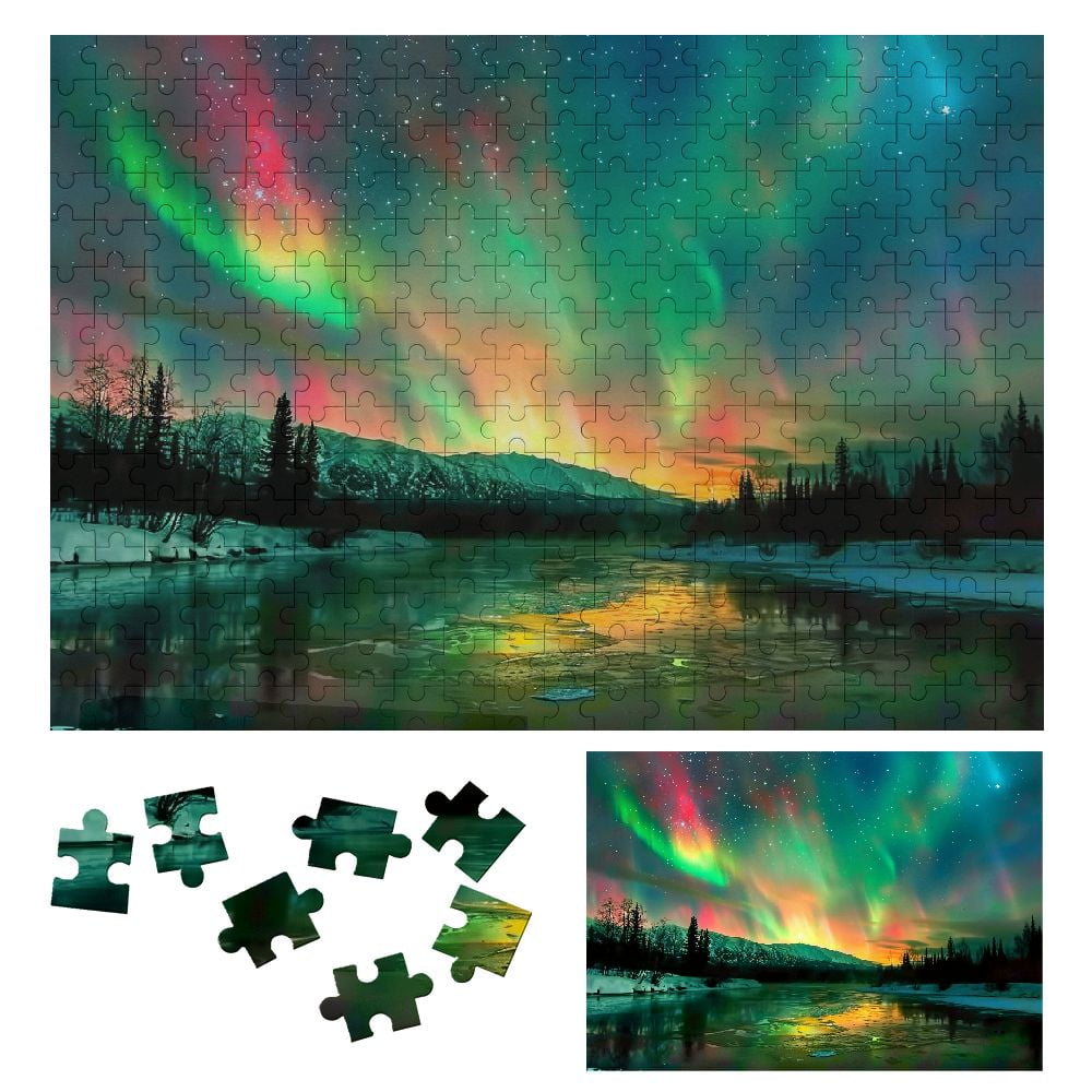 ONETECH Aurora Borealis Wooden Jigsaw Puzzle Leisure Game Toy Gift for ...