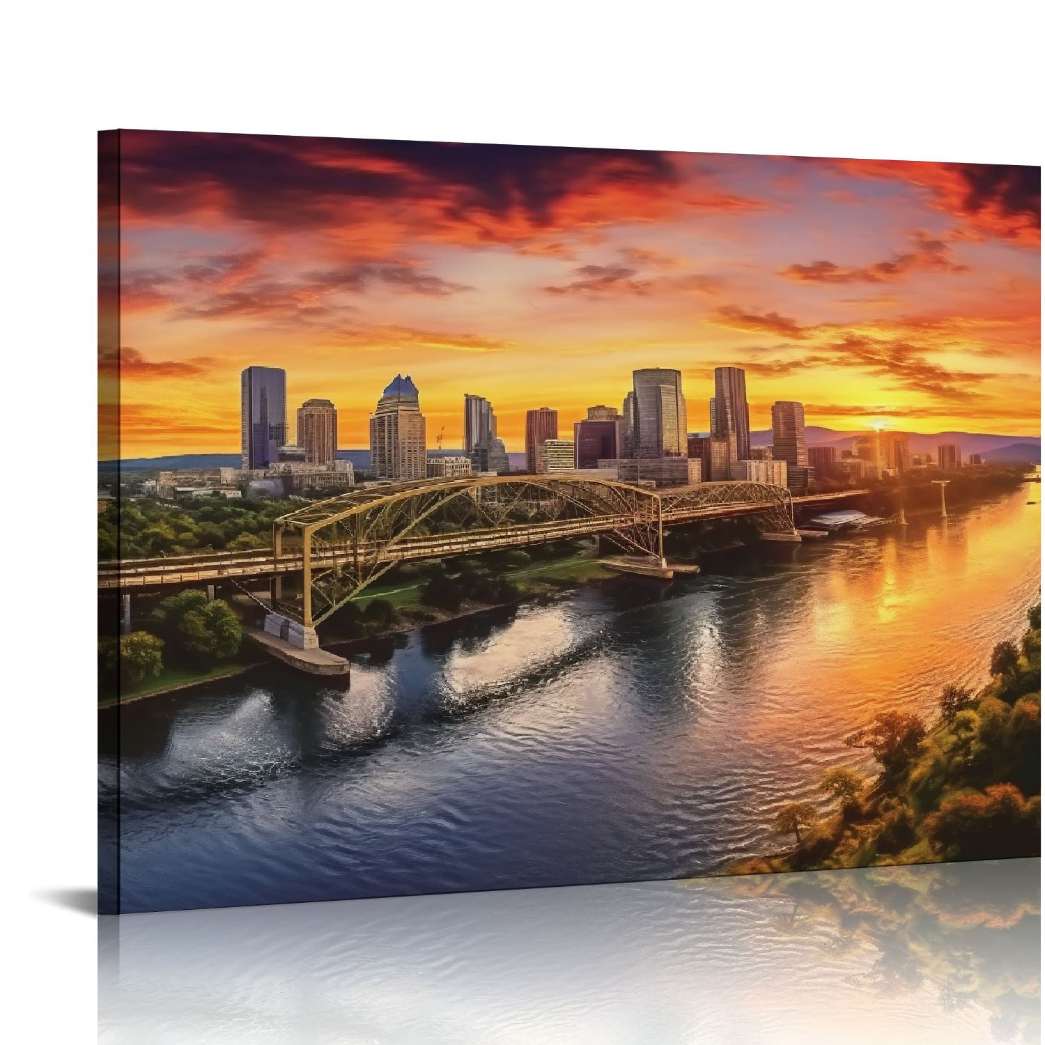 FUMJ Austin Skyline Wall Art for Living Room Cityscape Canvas Modern ...
