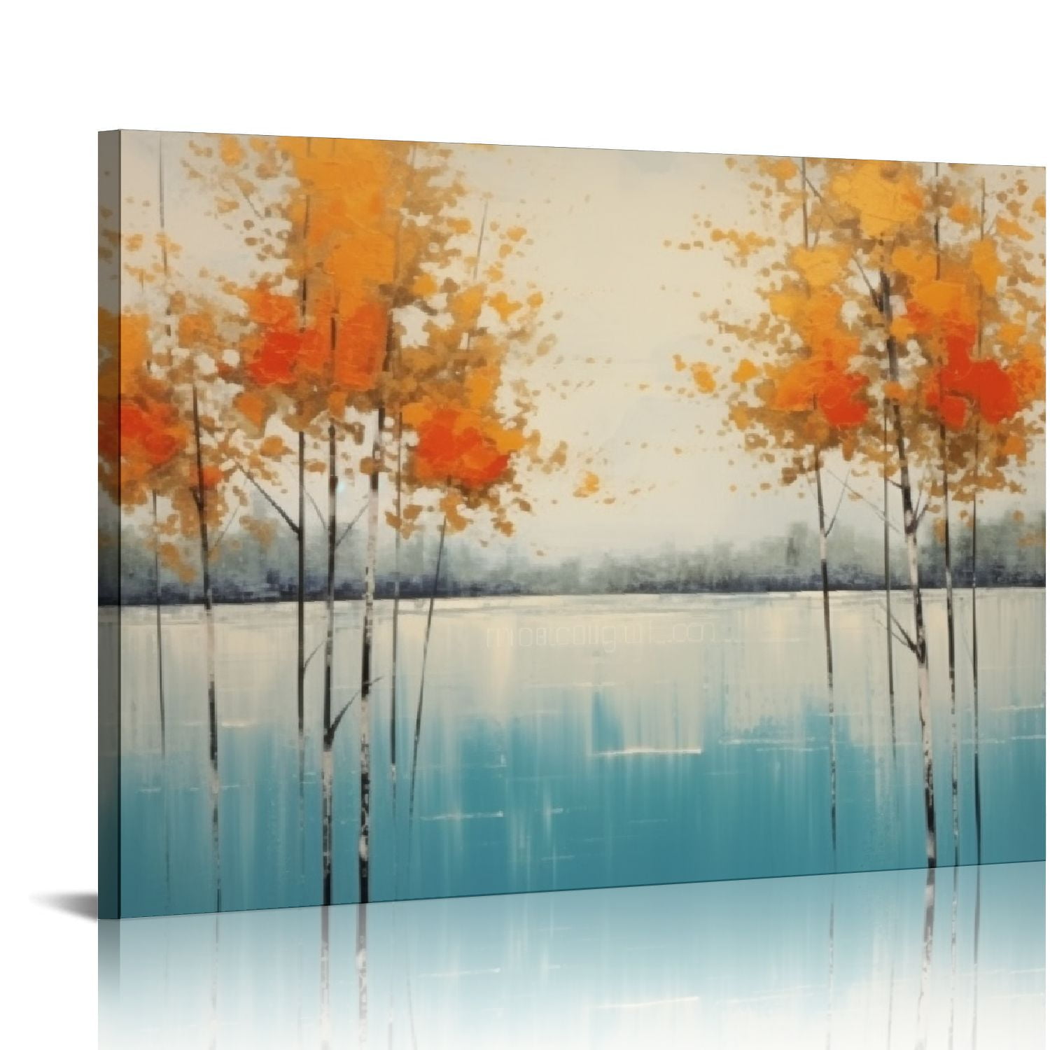 ONETECH Autumn Canvas Wall Art Frame, Autumn Leaves Picture Landscape Print, Red Birch Canvas ...