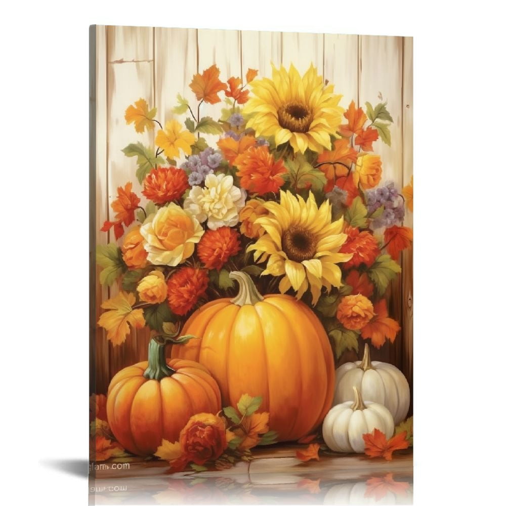 ONETECH Autumn Wall Art Pumpkin and Sunflower Canvas Prints ...
