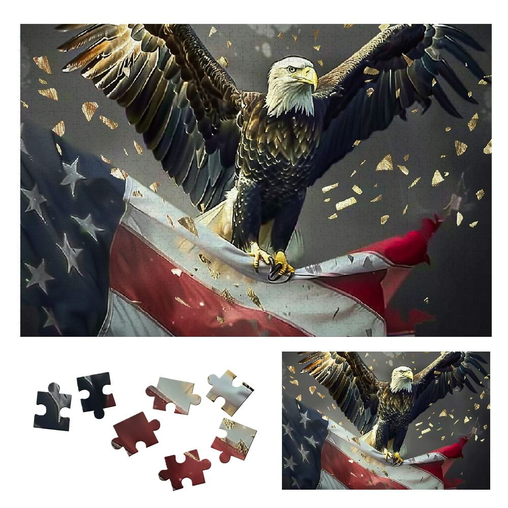 ONETECH Bald Eagle American Flag Symbolism Wooden Puzzle for Adults ...
